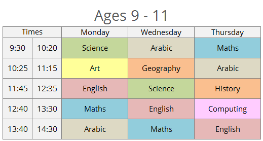 timetable-9-11 – The Tuition Club