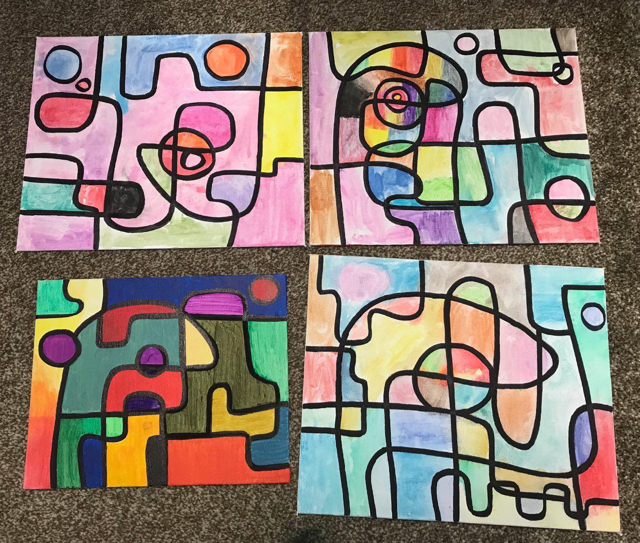 Students Create Vibrant Abstract Art Canvases focusing on Modern Art ...